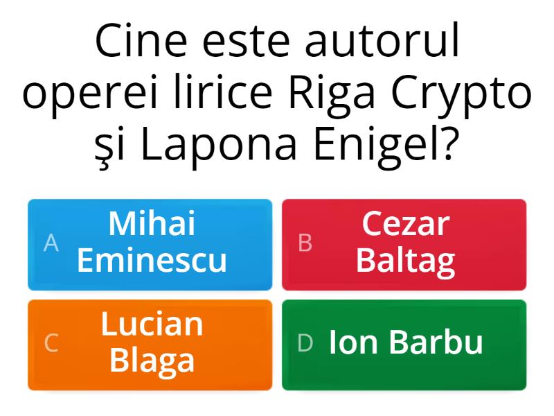 A Riga Crypto és a lapona Enigel de Ion Barbu másolata - Quiz