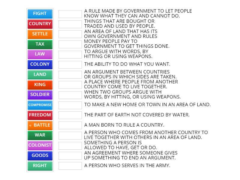 ULS FEBRUARY 2024 UNIT 6 VOCABULARY - Match up