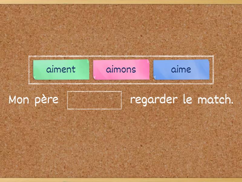Le verbe aimer - Missing word