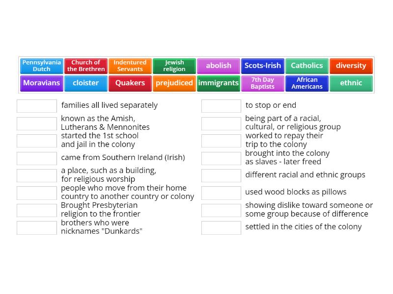 Social Studies Chapter 5, Lesson 17 Vocabulary - Match up