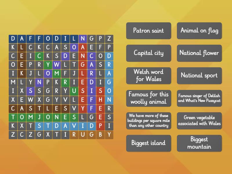 Wales word-search 1 - Wordsearch