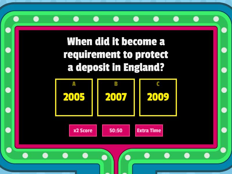 Deposit protection quiz - Gameshow quiz
