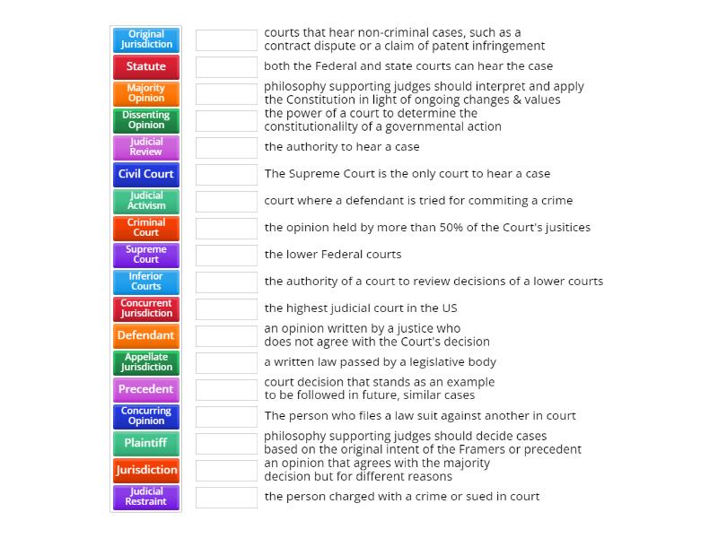 Judicial Vocabulary - Easy Edition - Match up
