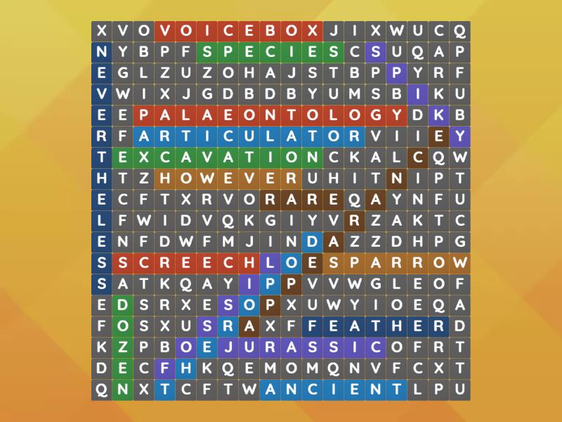 Dinosaur text word search - Wordsearch