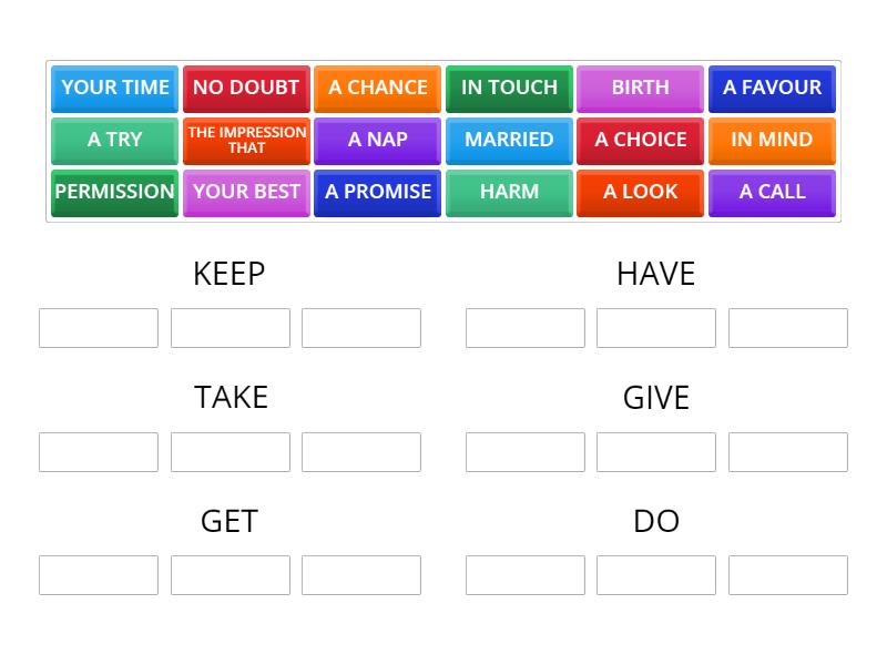 COLLOCATIONS - Group sort
