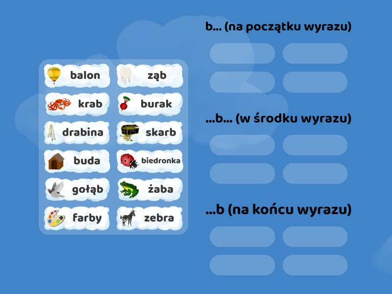 Gdzie jest litera "b"? - Group sort