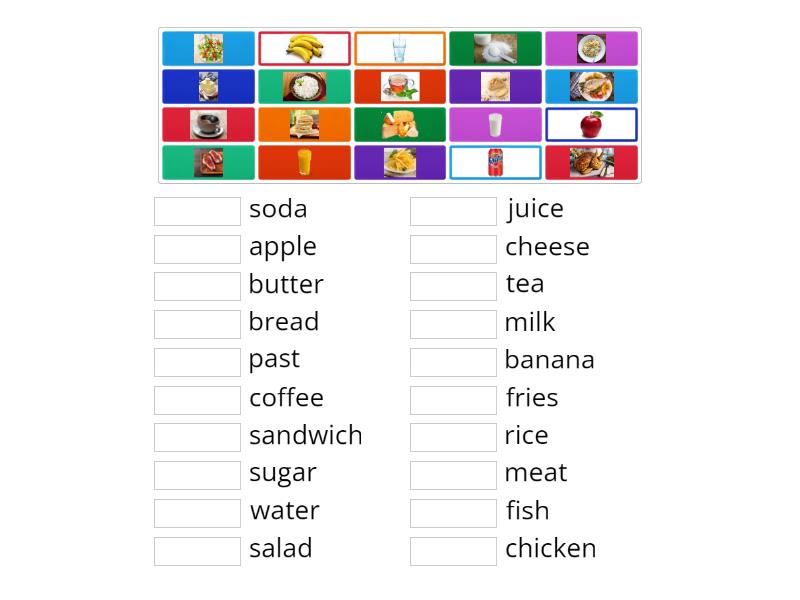 Food/drinks matching game - Match up