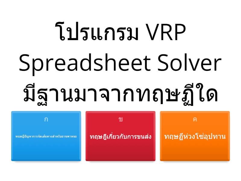 แบบทดสอบโปรแกรม VRP Spreadsheet Solver - Quiz