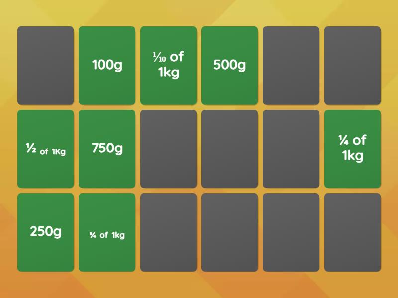 Fractions of a Kg - Matching pairs