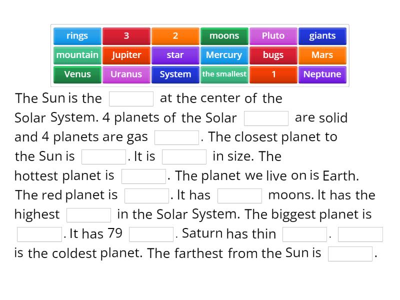 Planets 4 - Complete the sentence