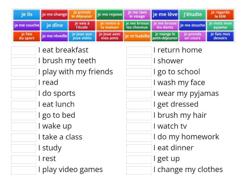 Ma routine quotidienne expanded - Match up