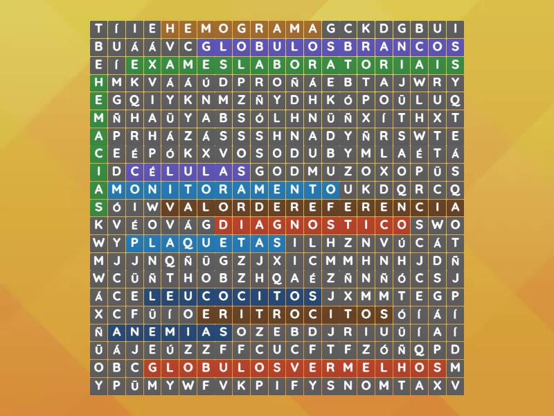 HEMOQUEST - A JORNADA DO HEMOGRAMA - Wordsearch