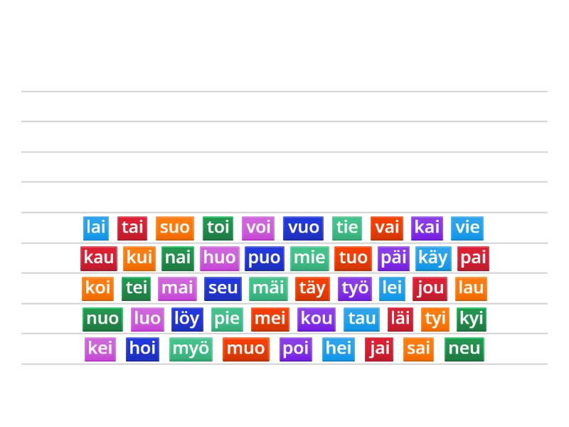 KUMMI 10 yleiset tavut osa 4 - KVV-diftongi - Word magnets