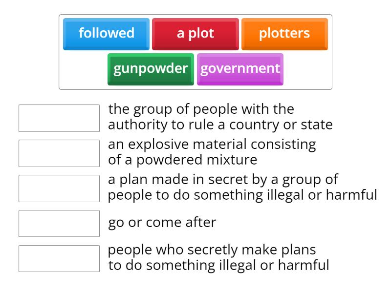 Bonfire Night vocabulary - Match up