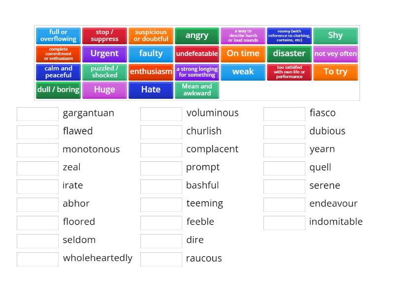 Alvin's Vocabulary - Match up