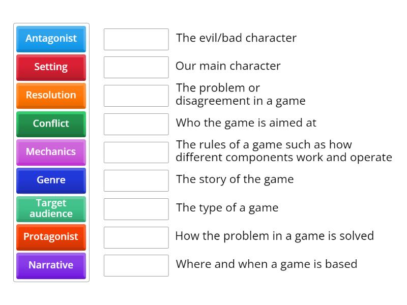Game design key terms - Match up