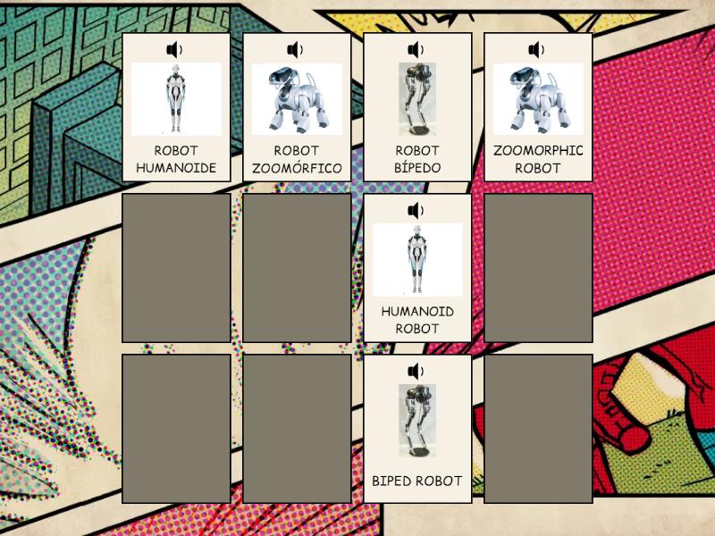 MEMORY GAME TYPES OF ROBOTS FLASHCARDS - Matching pairs