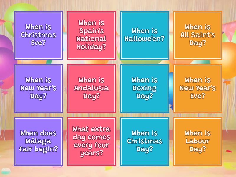 Dates - - Flip tiles