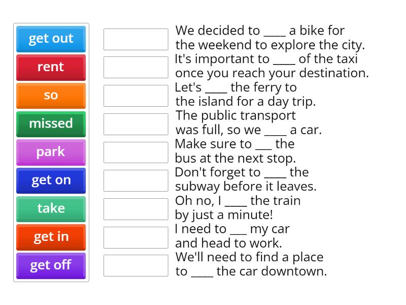 Roadmap A2 8b Transport Verbs Match Up