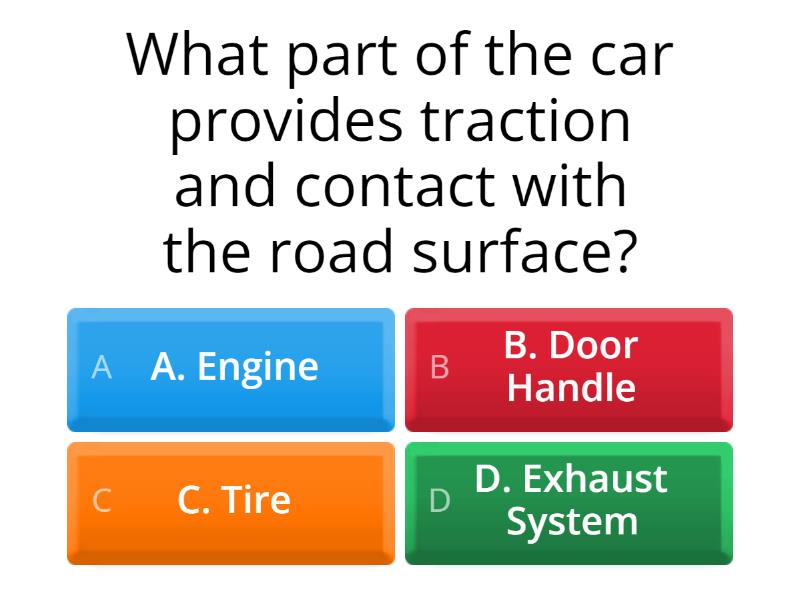 Driving - car parts test - Quiz