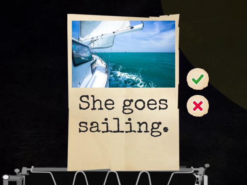 I go sailing. - Flash cards