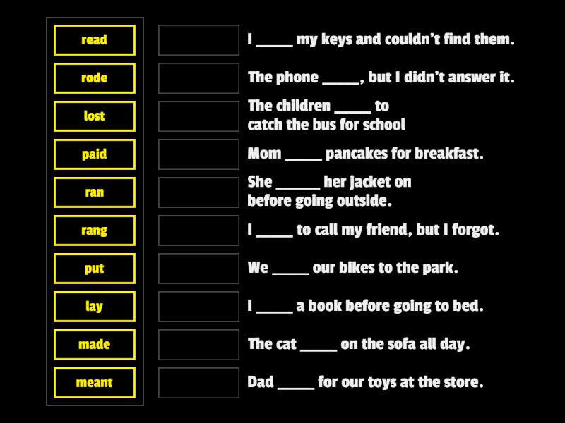 Find the verbs. Irregular verbs 5 - 10 - Match up