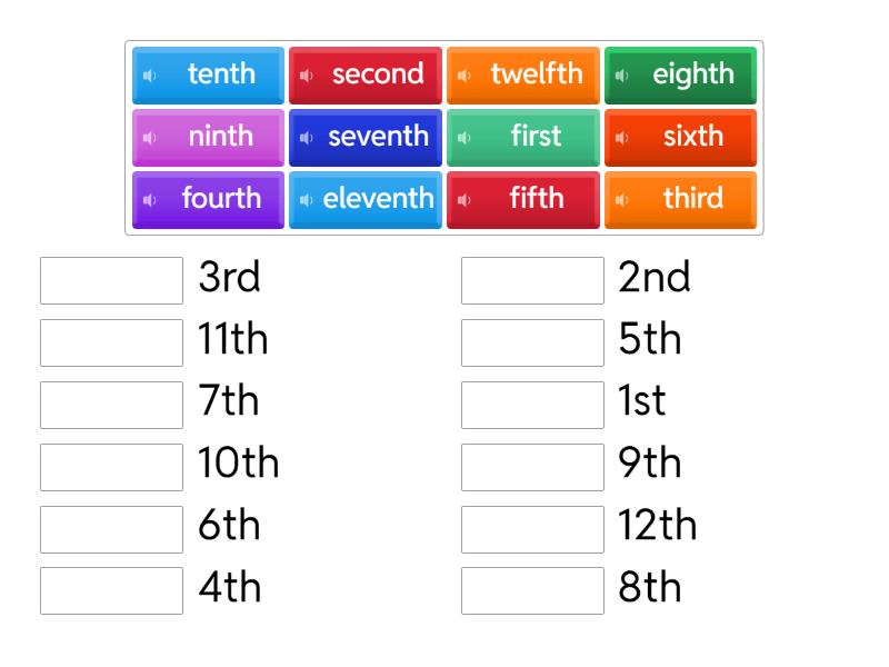 Ordinal numbers: Grades - Match up