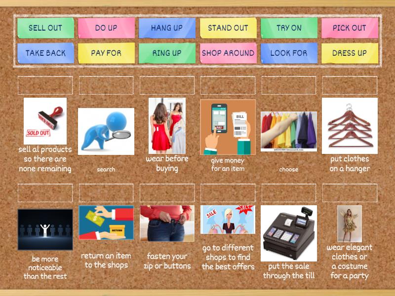 shopping phrasal verbs - Match up