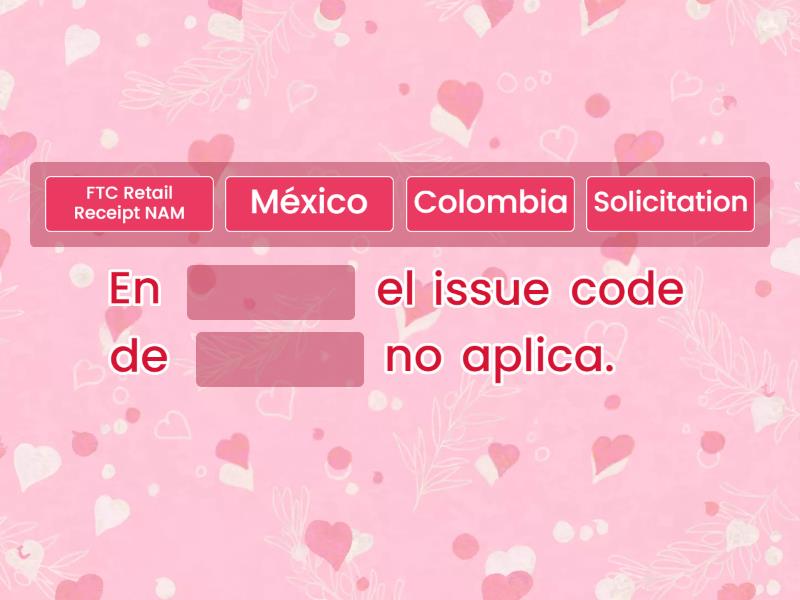 MPC Issue Codes by Country - Completar la frase