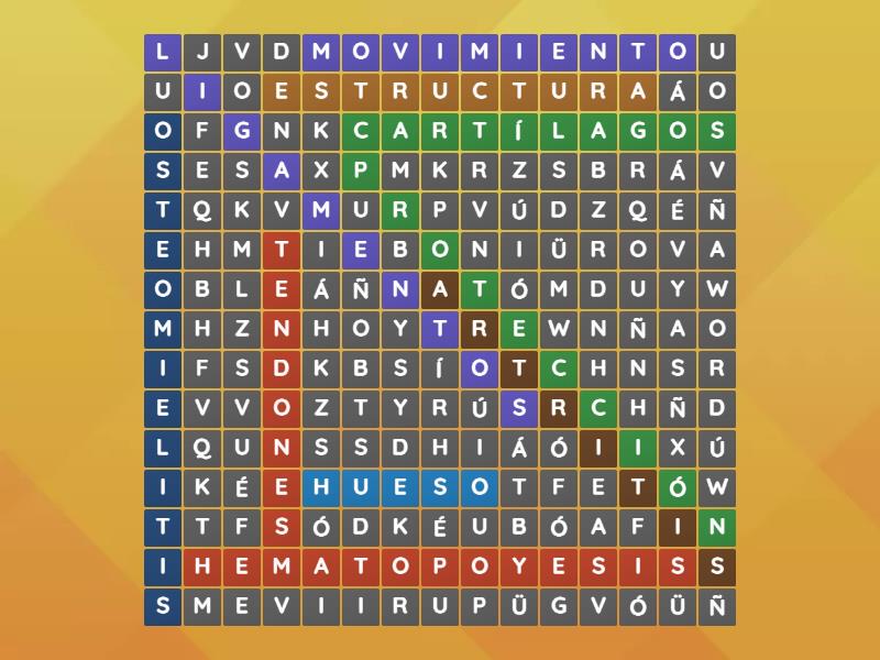 sistema óseo - Sopa de letras