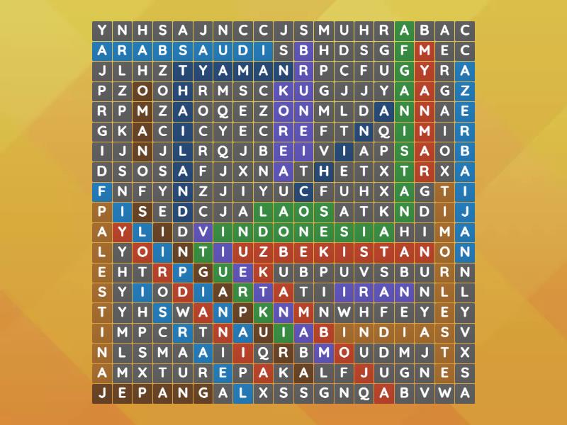 Clash of champions Negara Asia - Wordsearch