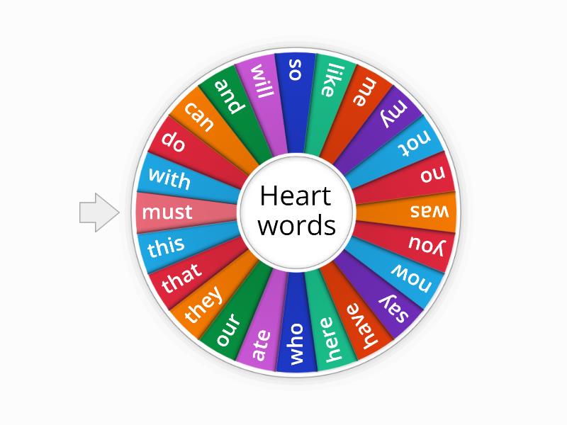 Heart Words WHEEL OF FORTUNE - Random wheel