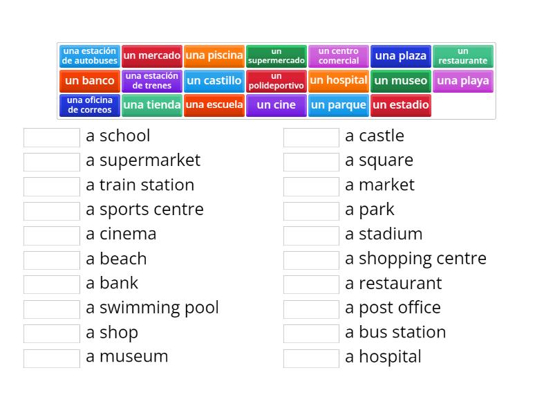 Places in town (Spanish) - Match up