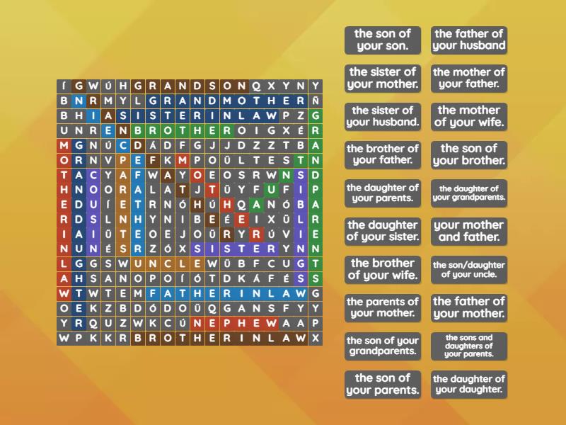 Family Members - Wordsearch