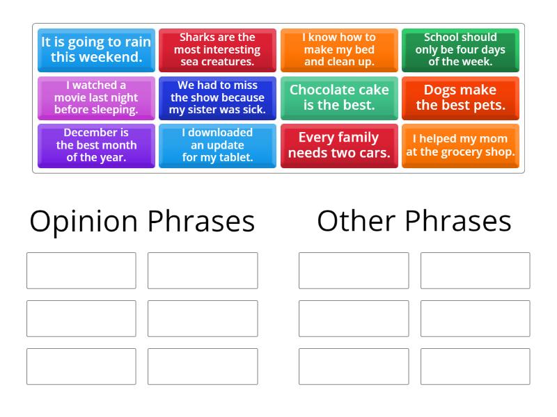Sorting opinion phrases - Group sort
