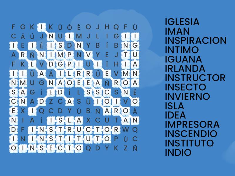 PALABRAS CON I - Wordsearch