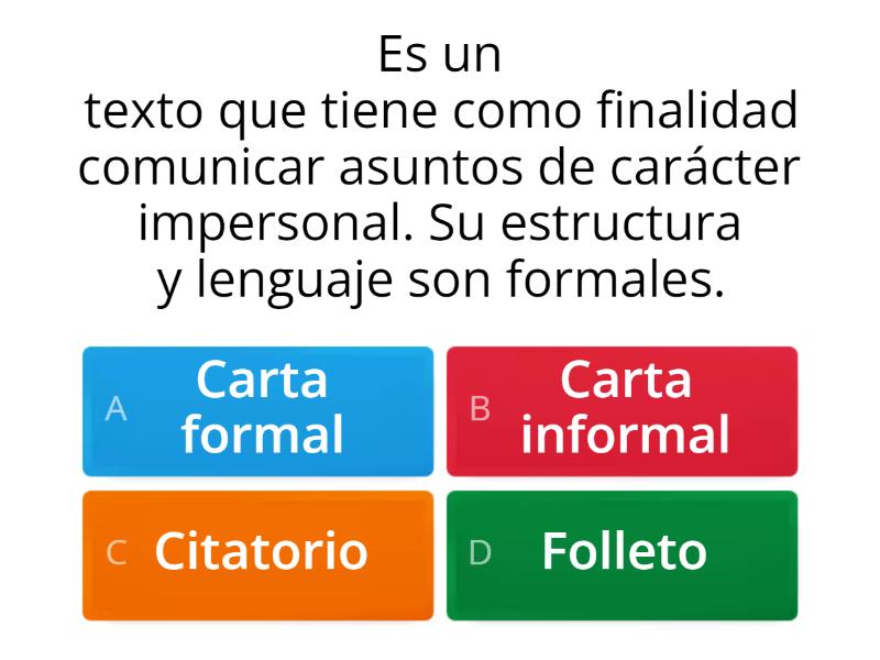 La carta formal - Quiz