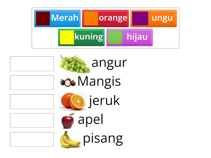 Mencocokan warna dengan gambar buah - Match up