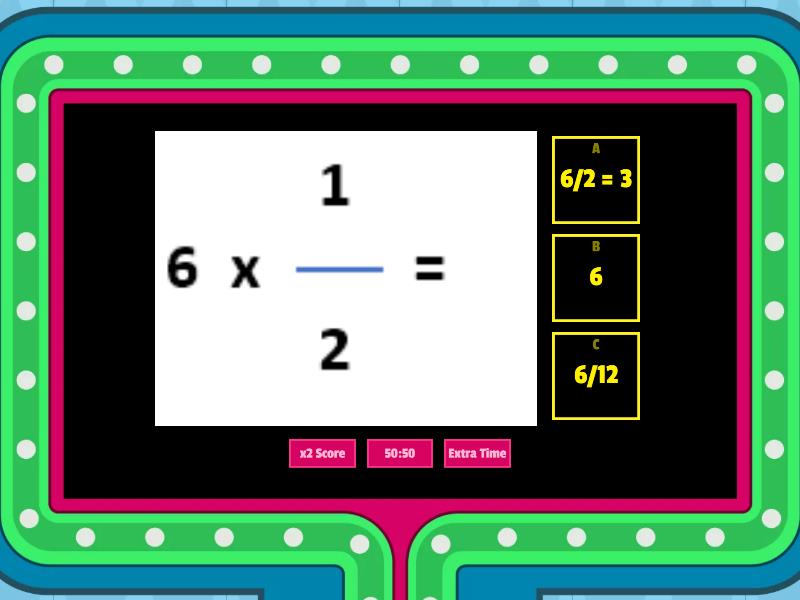 Multiplying Fractions by Whole Numbers - Gameshow quiz