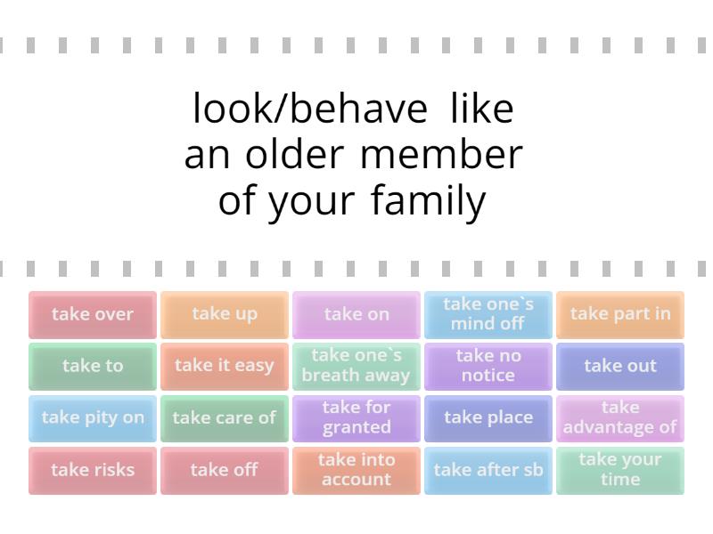 Phrases with take - Find the match