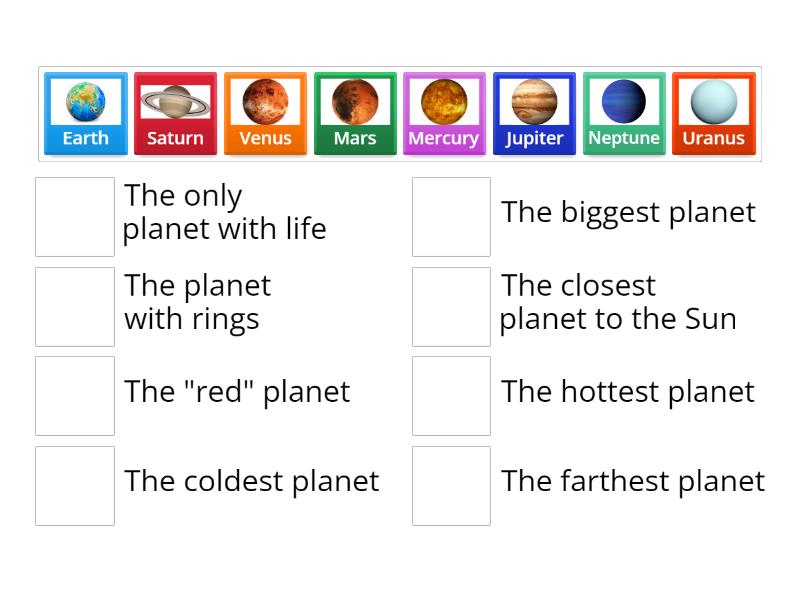 Planets of our solar system. - Match up
