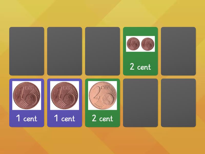 Matching Euro Coins 1-5 cent - Matching pairs