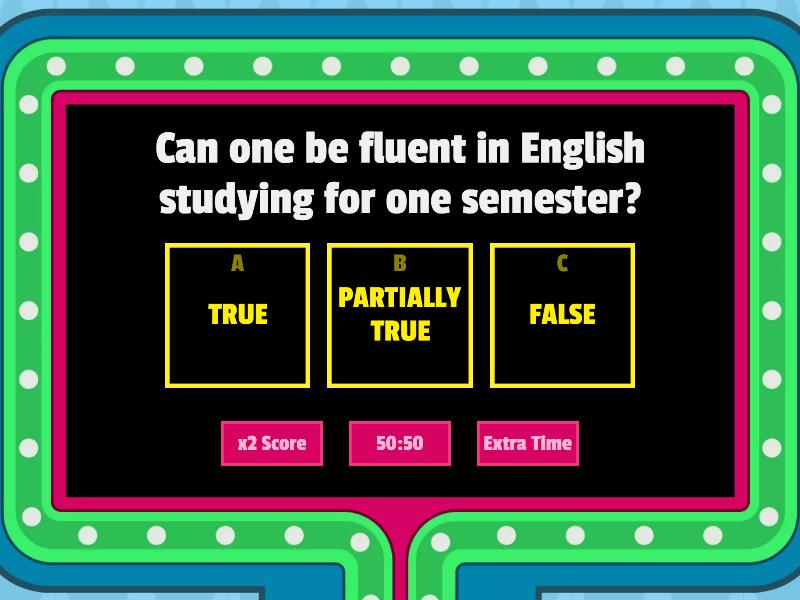 Answer the questions about the English language - Gameshow quiz
