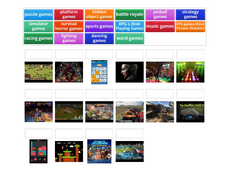 Video Game types - Match up