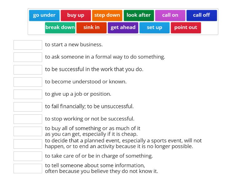 Phrasal verbs- Plus - Match up