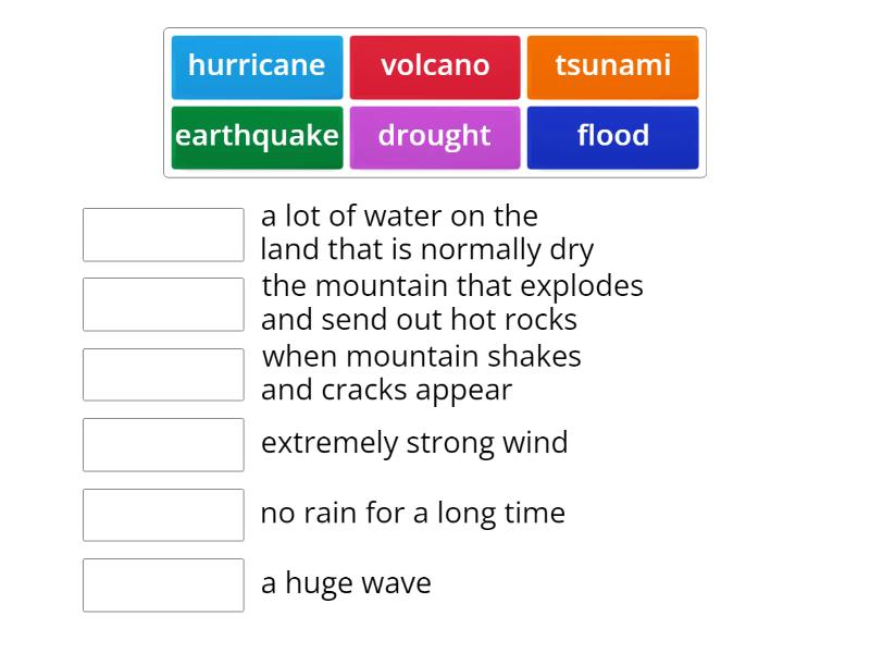 Focus 3 unit 5 natural disasters - Match up