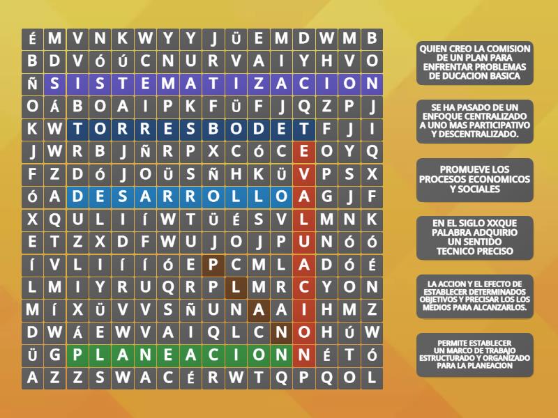 PLANEACION Y EVALUACION (EDUCACION EN MEXICO) - Sopa de letras