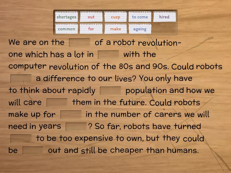 Domestic robots - Complete the sentence