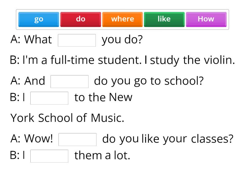 Simple Present Wh-questions and statements - Complete the sentence