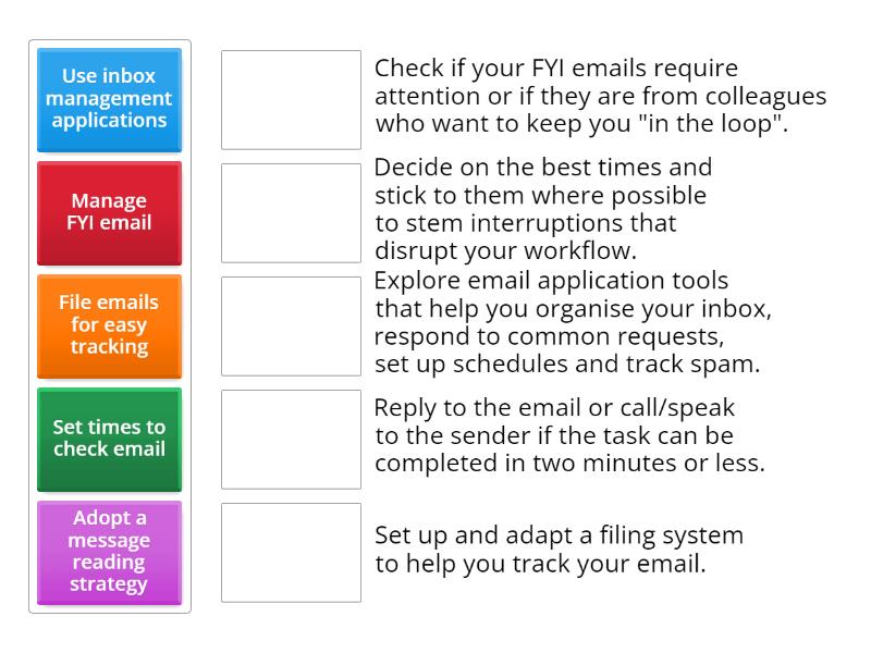 Managing your inbox - Match up